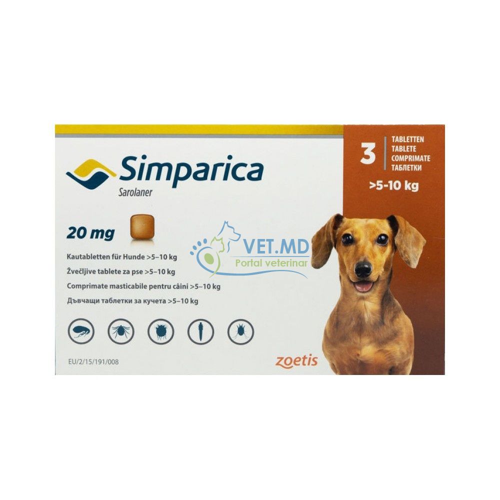Simparica pentru ciini 5-10 kg, 1 tabletă